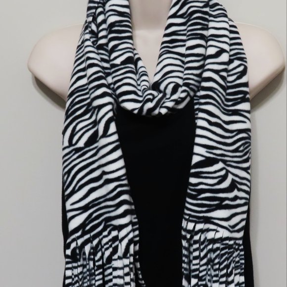 Accessories | Zebra Print Scarf Black And White Long Scarf | Poshmark